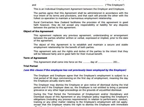 Permanent Employment Contract Template Sample Individual Employment