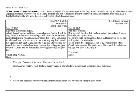Written Document Analysis Worksheet Answers E