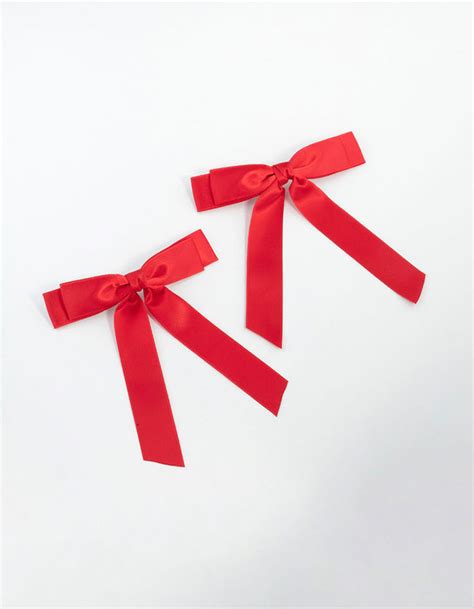 Red Medium Double Loop Bows 2 Pack Lovisa