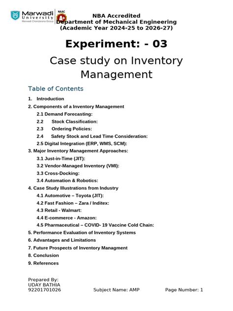 Inventory Management Case Study Insights Pdf Inventory Lean