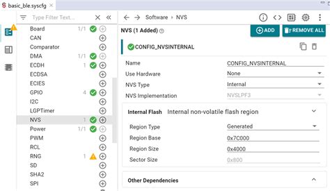 cc2340r5 nvs initialization at compiling linking fw download time