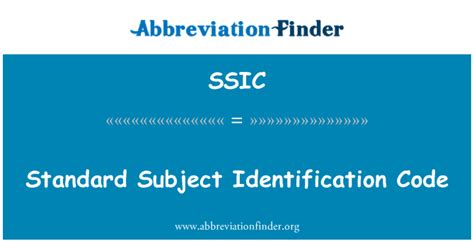 Ssic Stands For Standard Subject Identification Code Abbreviation Finder
