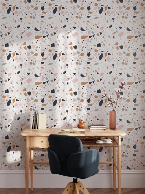 Terrazzo Wallpaper Speckled Stone Design Modern Home Decor Eazzywalls