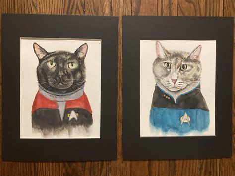 Watercolor Star Trek Cat Portraits Rwatercolor