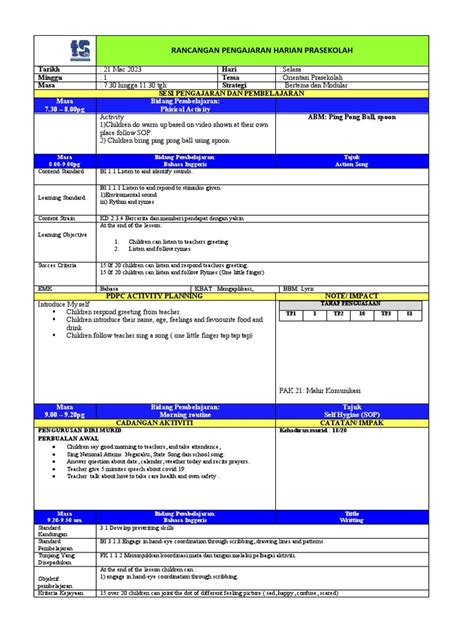 Contoh RPH Pra 2 | PDF