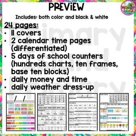 Daily Morning Work Interactive Calendar Time Activities Journal