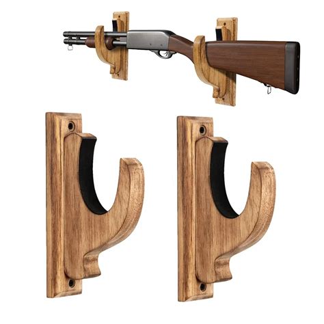 Wall Mount Wooden Gun Rack Rifle Shotgun Holder Velvet Padded