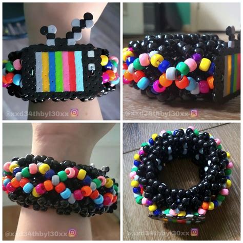 Rainbow Dice Kandi X Stitch Bracelet Cuff Etsy Artofit