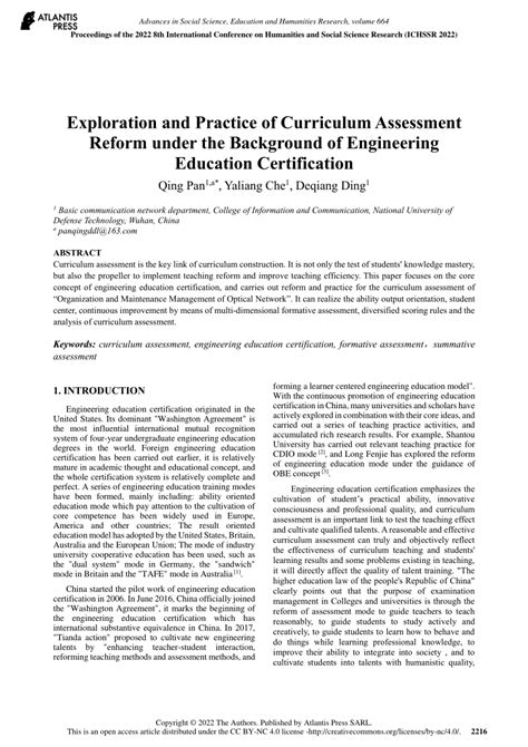 Pdf Exploration And Practice Of Curriculum Assessment Reform Under
