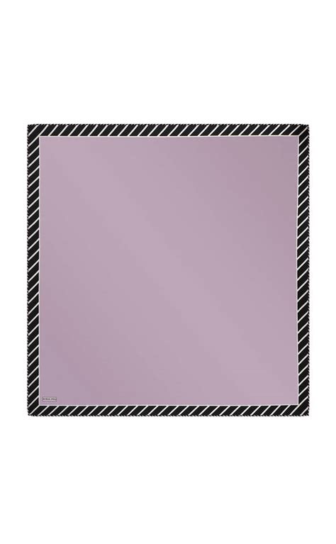 Lila Çizgi Desen Twill İpek Eşarp