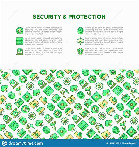 Security And Protection Concept With Thin Line Icons Mobile Security Fingerprint Firewall