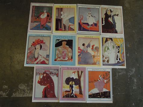 Vtg Lot Of Vogue Fashion Mini Posters Art Deco Antique 11 Paper Posters