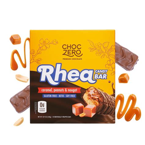 Choczero Keto Candy Bar Zero Sugar Added Peanut Caramel Milk Chocolate Nougat