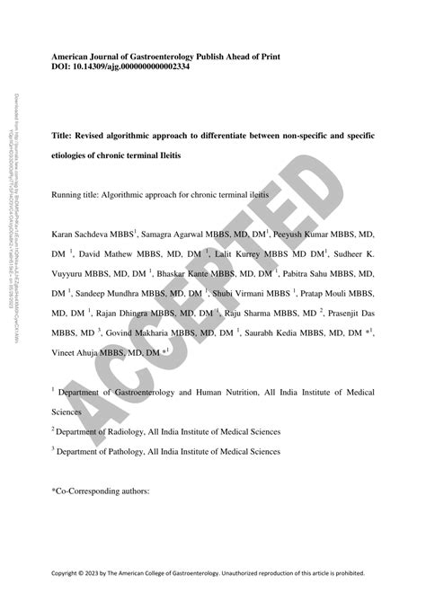 Pdf Revised Algorithmic Approach To Differentiate Between Nonspecific
