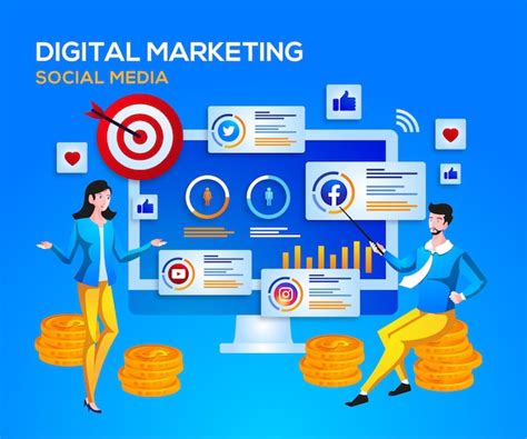 Premium Vector Digital Marketing Social Media And Data Analysis