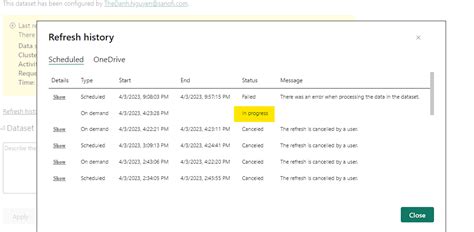 Data Source Error The Scheduled Refresh Is Cancel Microsoft
