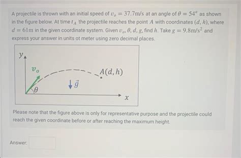 Solved A Projectile Is Thrown With An Initial Speed Of Chegg