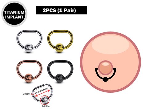 Titanium Nipple Ring Jewelry Nipple D Ring Ball Hoops Captive Ring