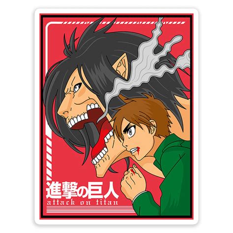 Eren Yeager Titan Attack On Titan Red Sticker Dank N Drip