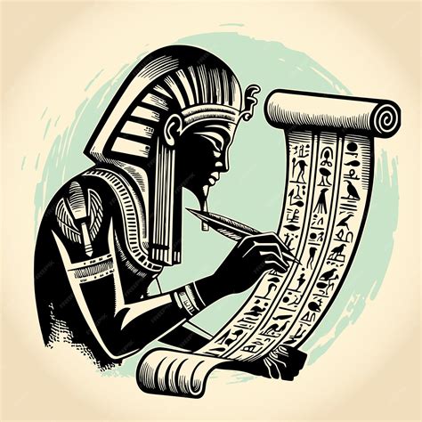 Egyptian Scribe Writing On Papyrus Premium Ai Generated Vector