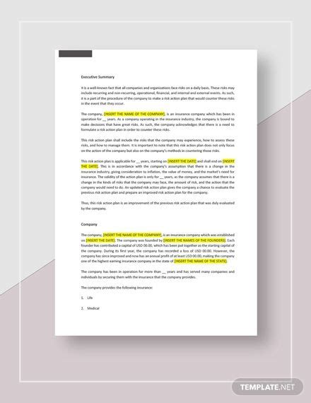 8 Risk Action Plan Templates Pdf Word Artofit