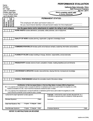 California State University Employee Performance Evaluation Blank