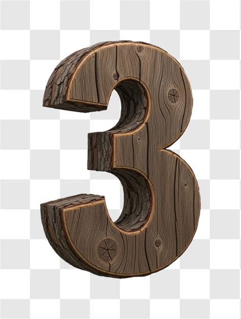 Large Wooden Number Three Decoration