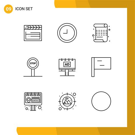 User Interface Pack Of 9 Basic Outlines Of Advertisment Banner Arts