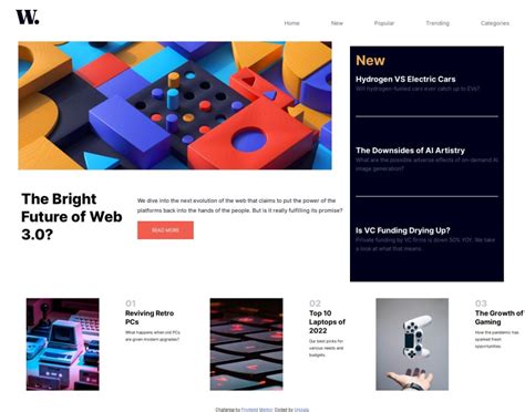frontend mentor news homepage using html5 css3 and js coding