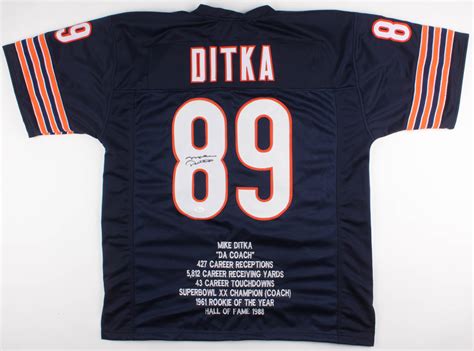 Mike Ditka Signed Bears Career Highlight Stat Jersey Jsa Coa