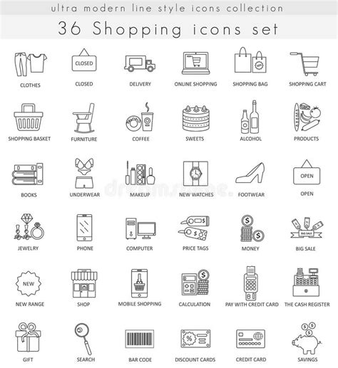 Vector Shopping Ultra Modern Outline Line Icons For Web And Apps Stock Vector Illustration Of