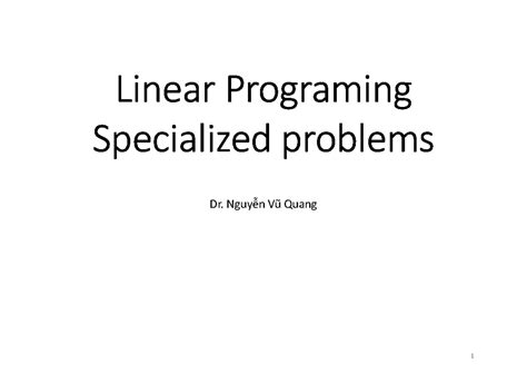 Linear Programming Specialized Problems Topic 05 1 Studocu