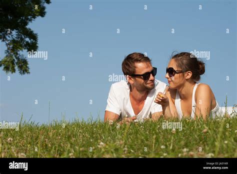 Blue Female Field Adults Adult Couple Pair Scenery Countryside