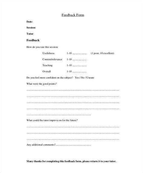 Teaching Feedback Template