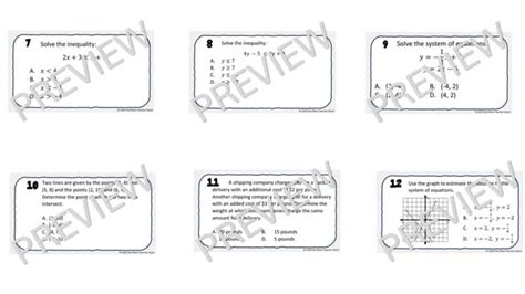 Equations Inequalities And Systems Eog Review Questions Grade 8 Math
