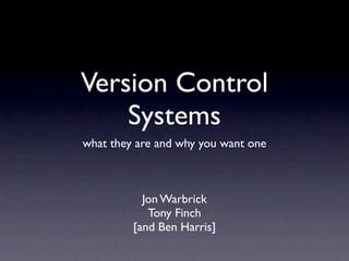 An Introduction To Version Control Systems PPT