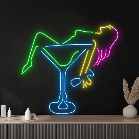 Glowneon Sexy Girl Drink Cocktail Neon Signs Bar Pub Wall Decor