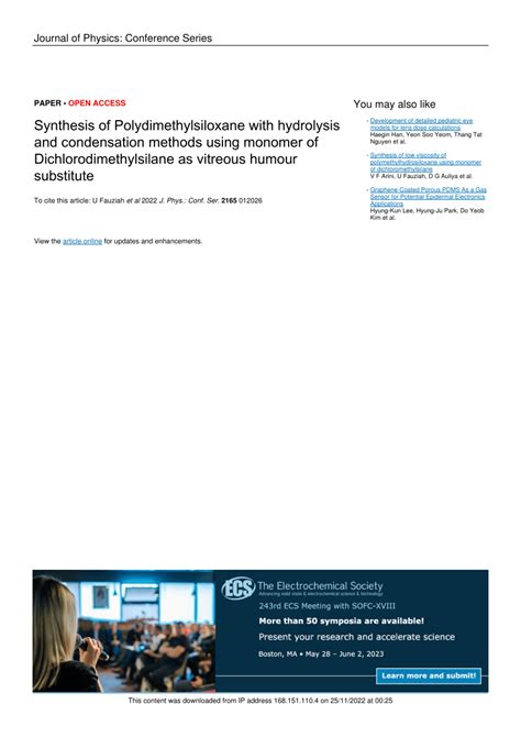 Pdf Synthesis Of Polydimethylsiloxane With Hydrolysis And