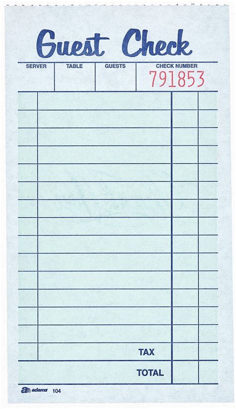 Blank Restaurant Receipt