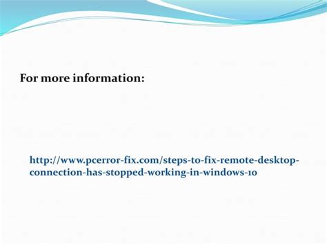 steps to fix remote desktop connection has stopped working in windows
