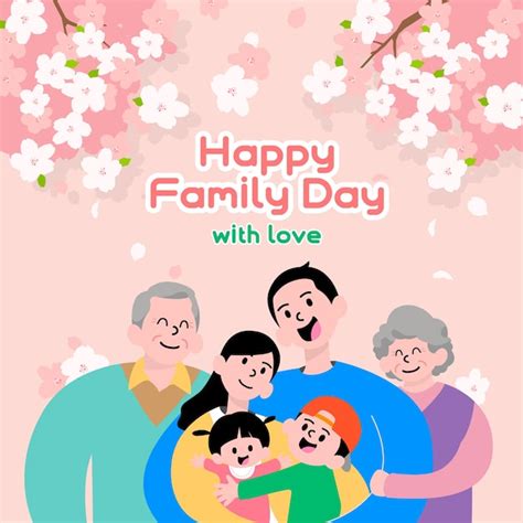 Feliz Día Familiar Con La Familia Vector Premium