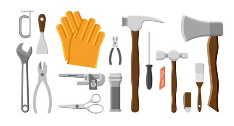 Set Of Tools Vector Illustration Infrastructure And Construction Hand