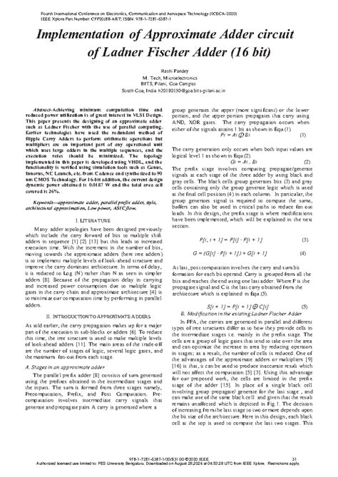 Implementation Of Approximate Adder Circuit Of Ladner Fischer Adder 16