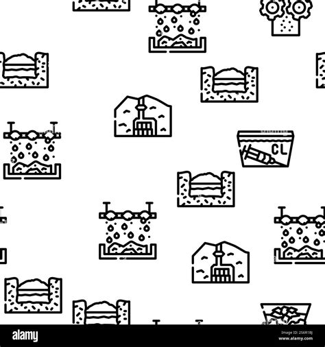 Solid Waste Management Business Vector Seamless Pattern Thin Line