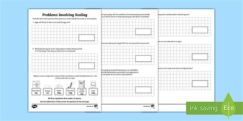 Problems Involving Scaling Worksheet Worksheet Australia