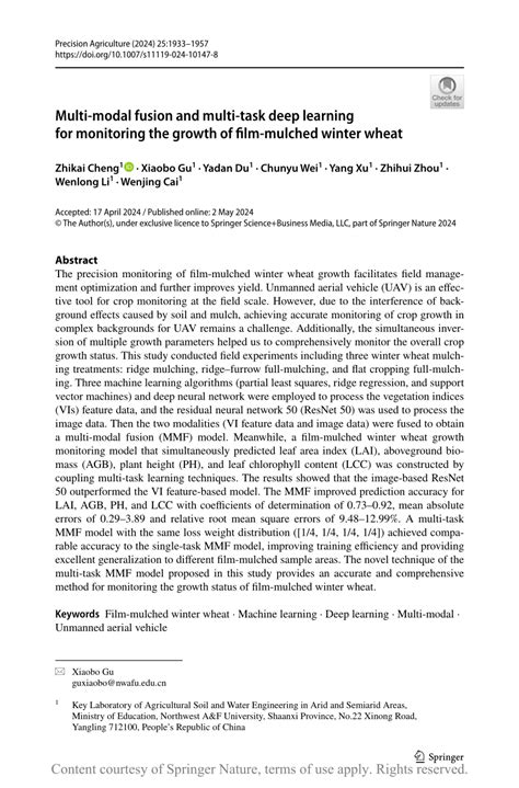 Multi Modal Fusion And Multi Task Deep Learning For Monitoring The Growth Of Film Mulched Winter