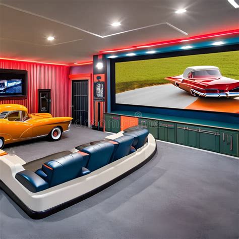 A Retro Drive In Movie Theater Themed Home Theater With Car Shaped