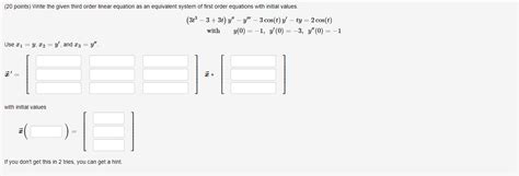 solved 20 points write the given third order linear