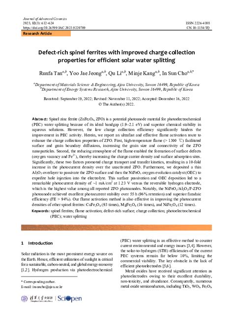 Pdf Defect Rich Spinel Ferrites With Improved Charge Collection
