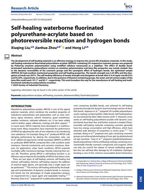 Self‐healing Waterborne Fluorinated Polyurethane‐acrylate Based On Photoreversible Reaction And